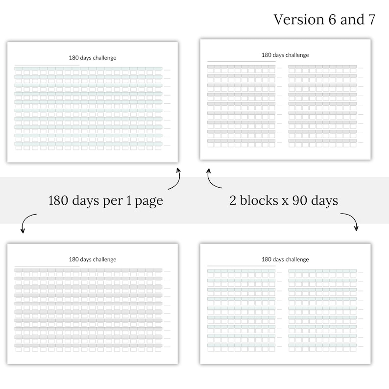 180 Days Challenge Tracker Printables, Habit Tracker, Habit Tracker ...