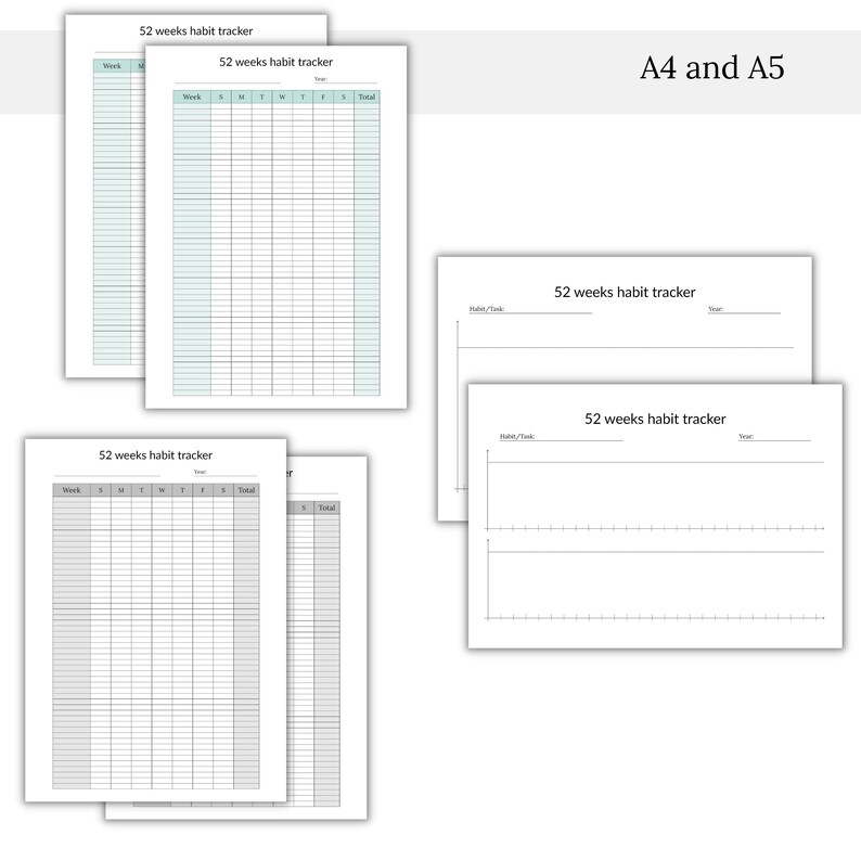 52 Week Habit Tracker Printable, Goal Planner (PDF) - Etsy