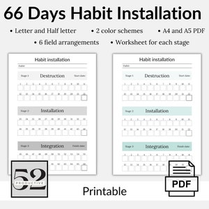 66 Days Habit Tracker, Habit Planner, Digital Habit Tracker, Goal ...
