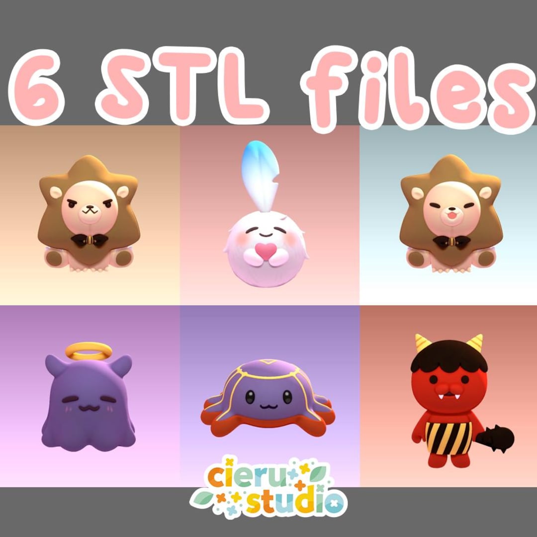 3D Printable STL File | 6 Vtuber Mascots Bundle by Cierustudio - Etsy