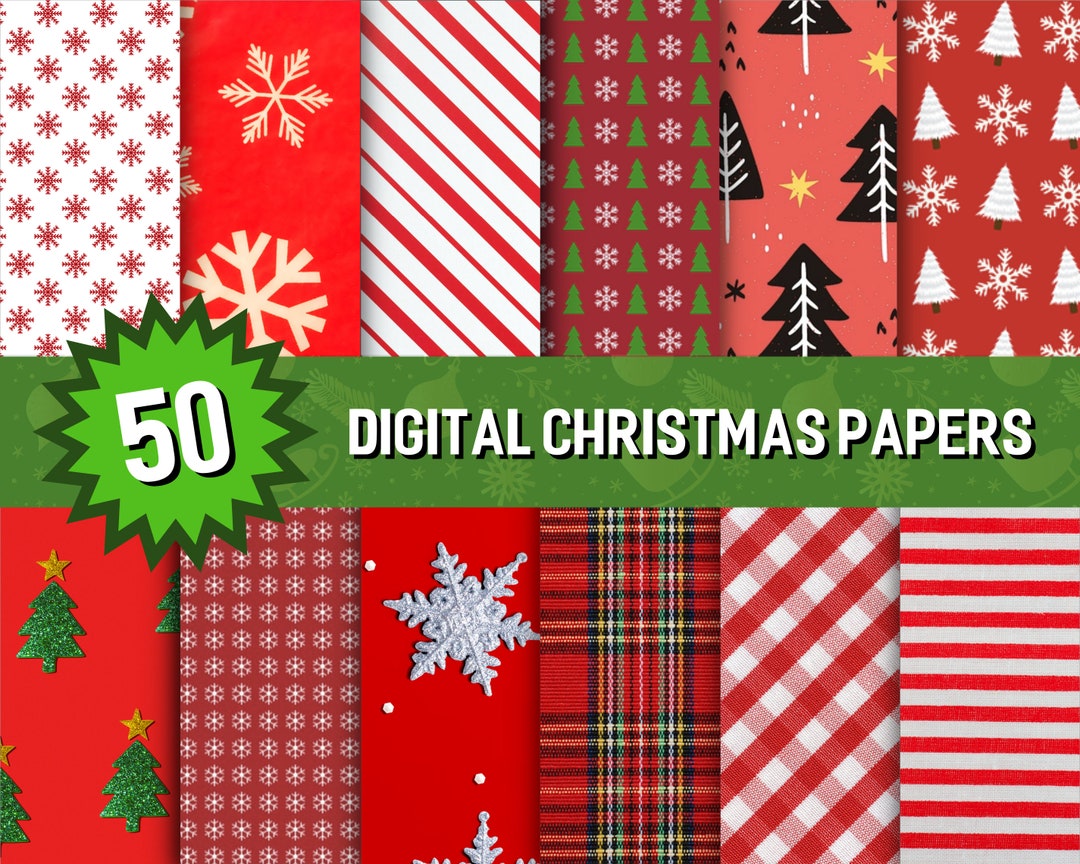 Red Themed Christmas Digital Paper: Holiday Scrapbook Papers, Christmas ...