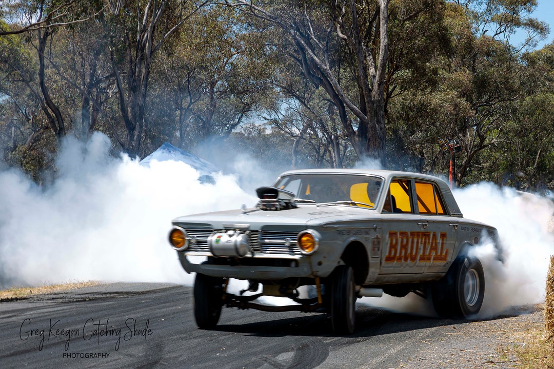 Hotrod Burnout Photo, Vintage Car Man Cave Decor, Wall Art for Car ...