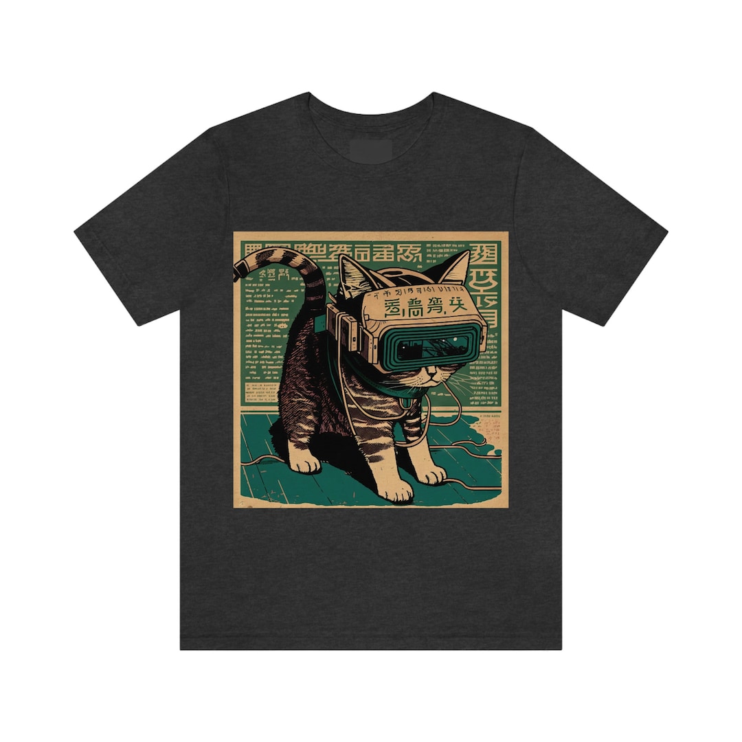 Japanese Woodblock Print Cyberpunk Sci-fi Cats - Miyoko - Unisex T ...