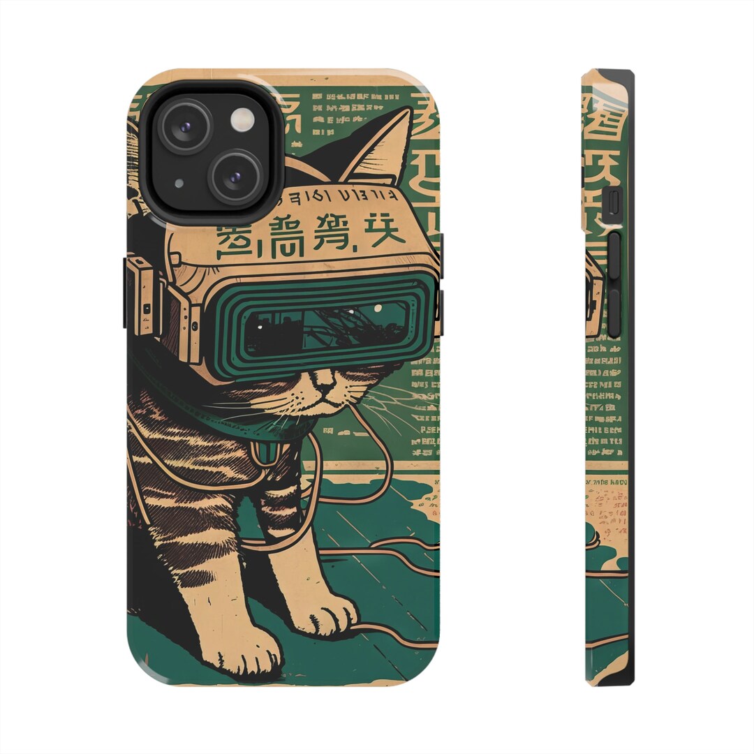 Japanese Woodblock Print Cyberpunk Sci-fi Cats - Miyoko - iPhone 11 12 ...