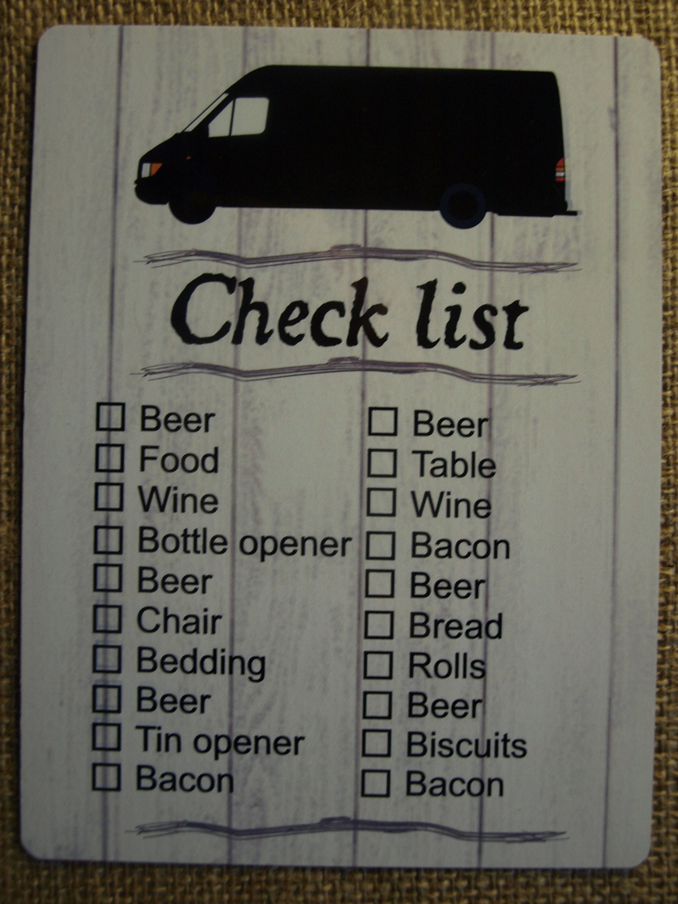 Camper Van Check List Plaque Camper Van Funny Plaque VW Camper Van ...