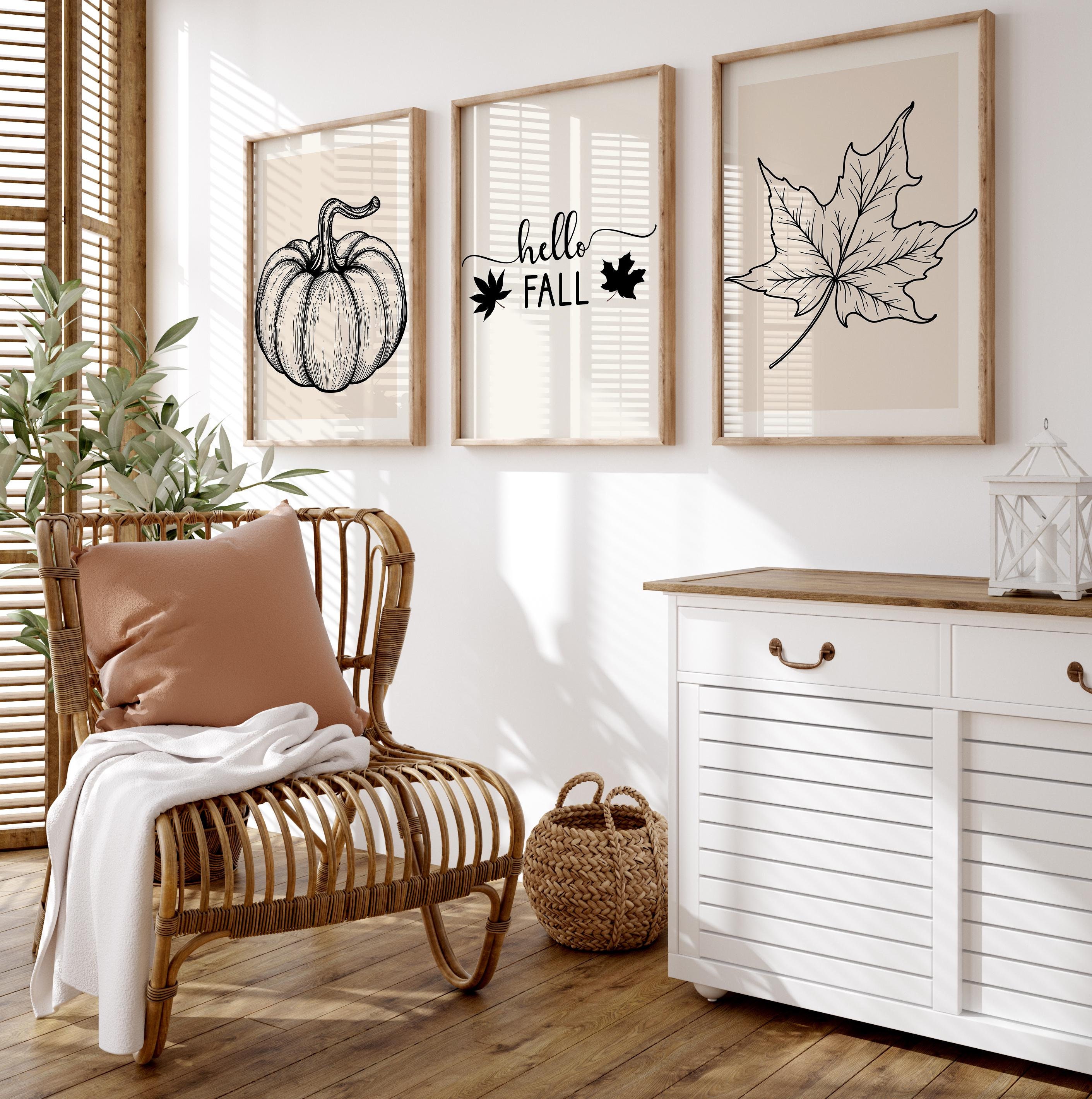Autumn Wall Print Set of 3, Fall Wall Prints, Black, Beige Autumn ...