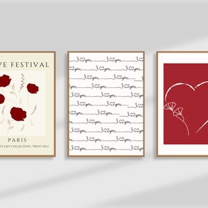 Valentines Day Gallery Wall Print Set, Valentines Day Prints, Modern ...