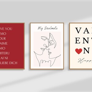 Valentines Day Gallery Wall Print Set, Valentines Day Prints, Modern ...