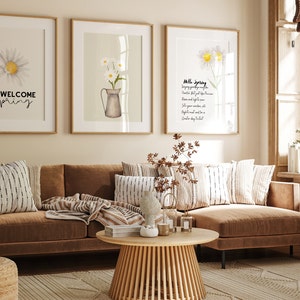 Daisy Printable Wall Art Set of 3,welcome Spring, Hello Spring Daisy ...