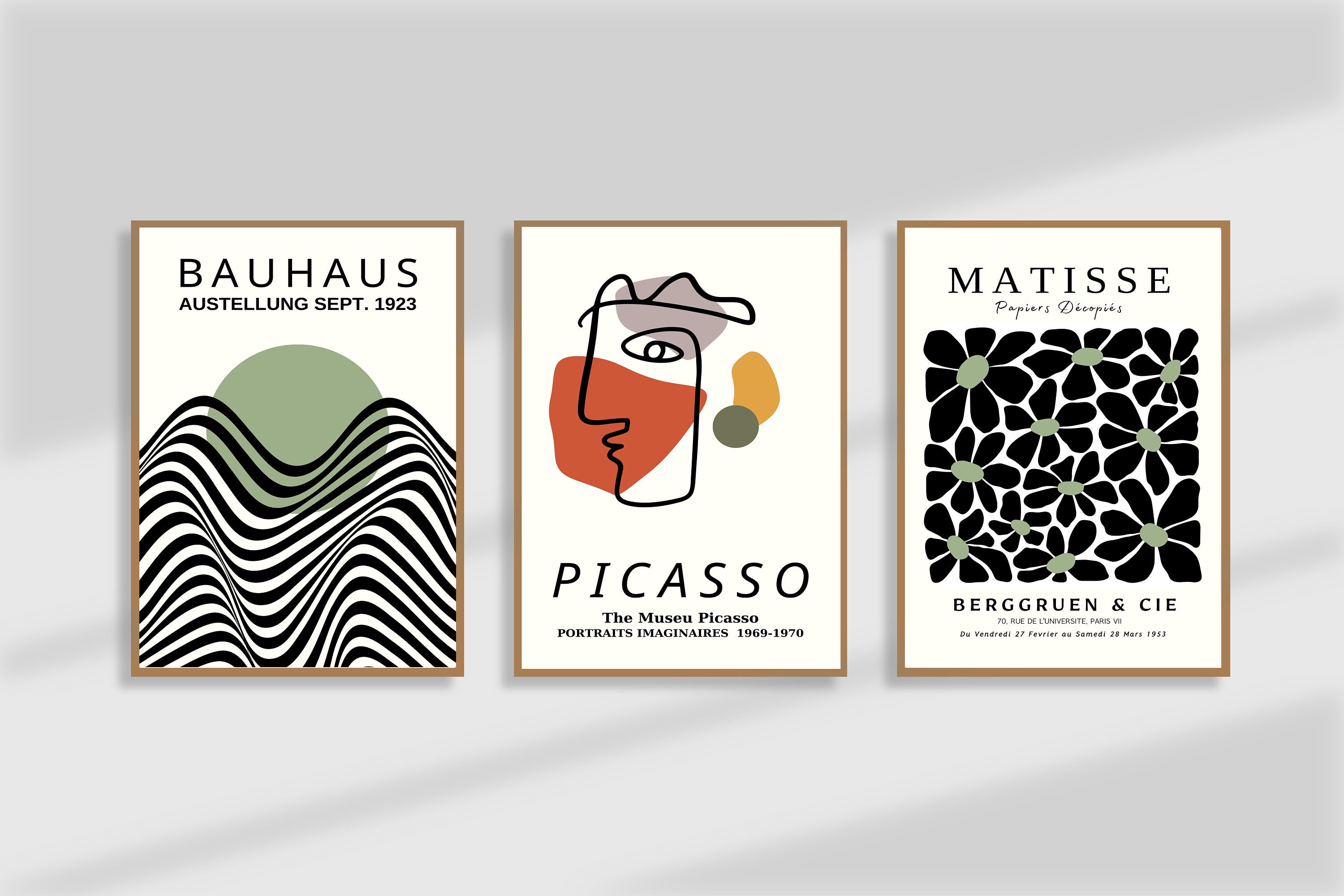 Picasso Print Set of 3 Picasso Poster Set Bauhaus Wall Set - Etsy