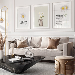 Daisy Printable Wall Art Set of 3,welcome Spring, Hello Spring Daisy ...