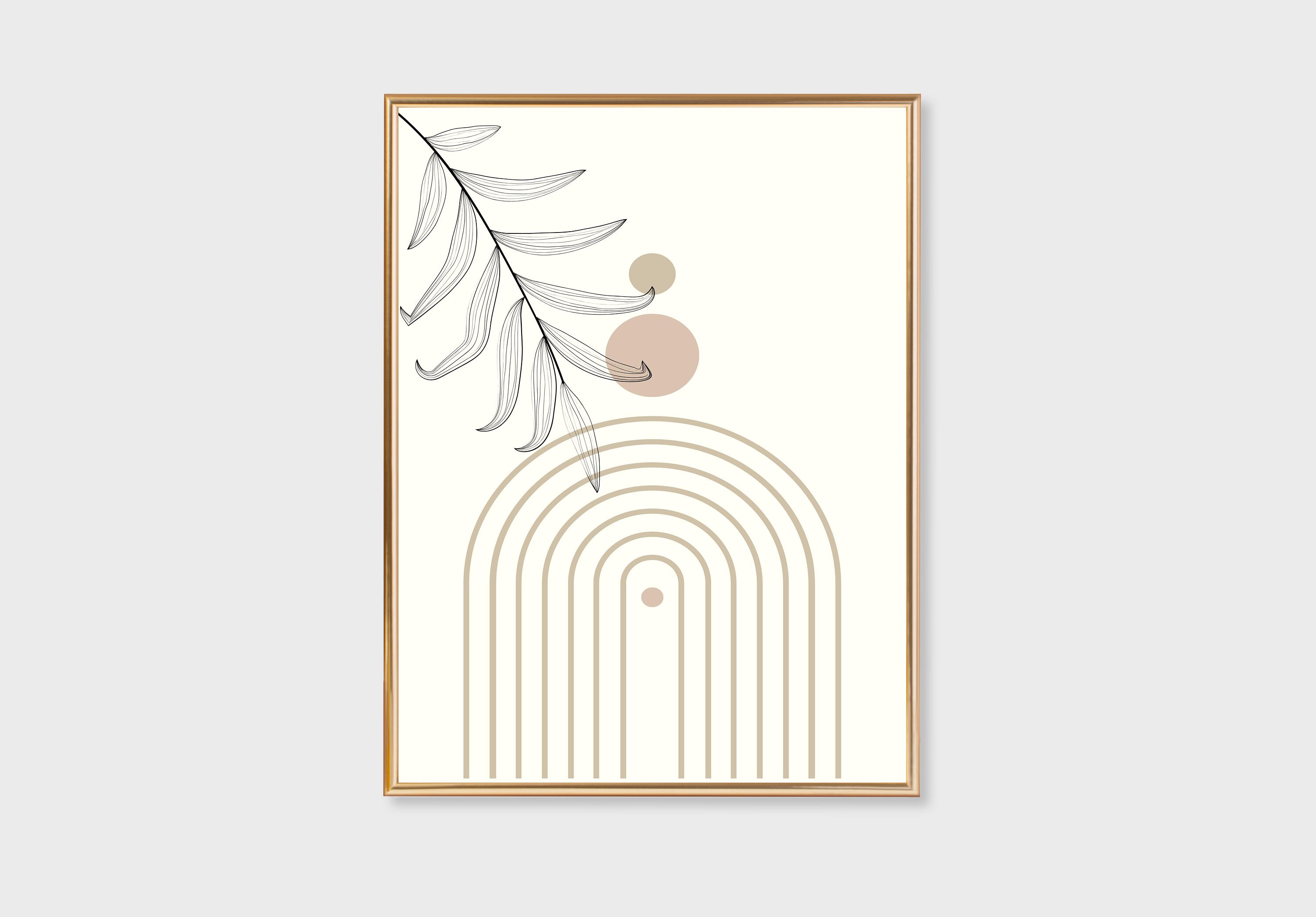 Neutral Boho Wall Art Print Set of 3, Beige Boho Wall Prints, Mid ...