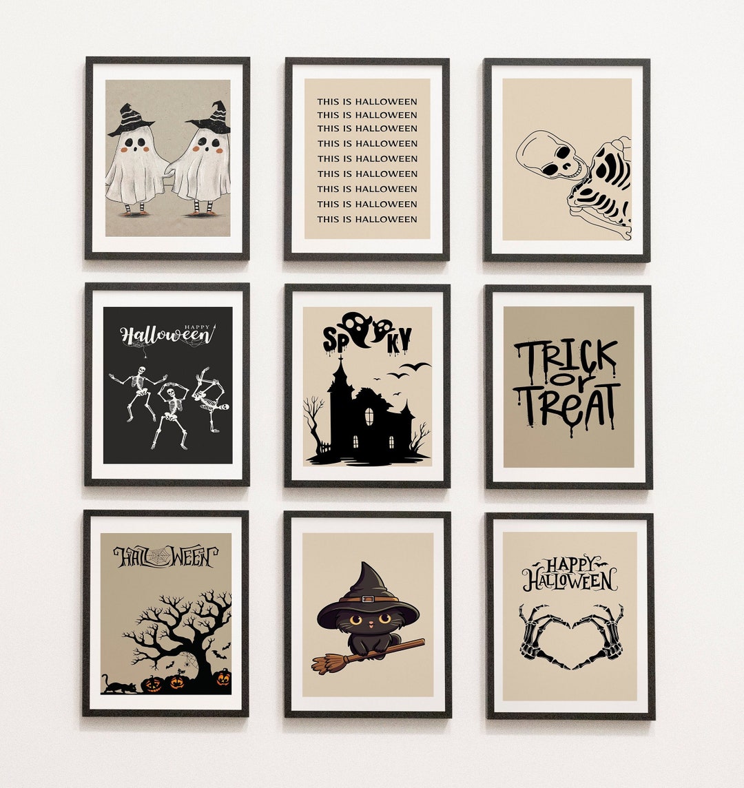 Halloween Printable Gallery Wall Bundle Set of 9, Halloween Decor ...