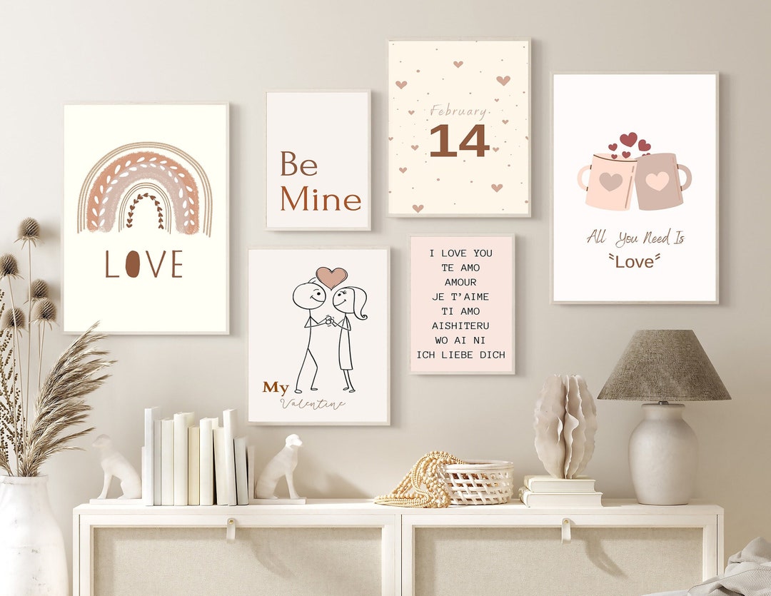 Boho Valentines Gallery Wall Print Set of 6, Valentines Prints ...