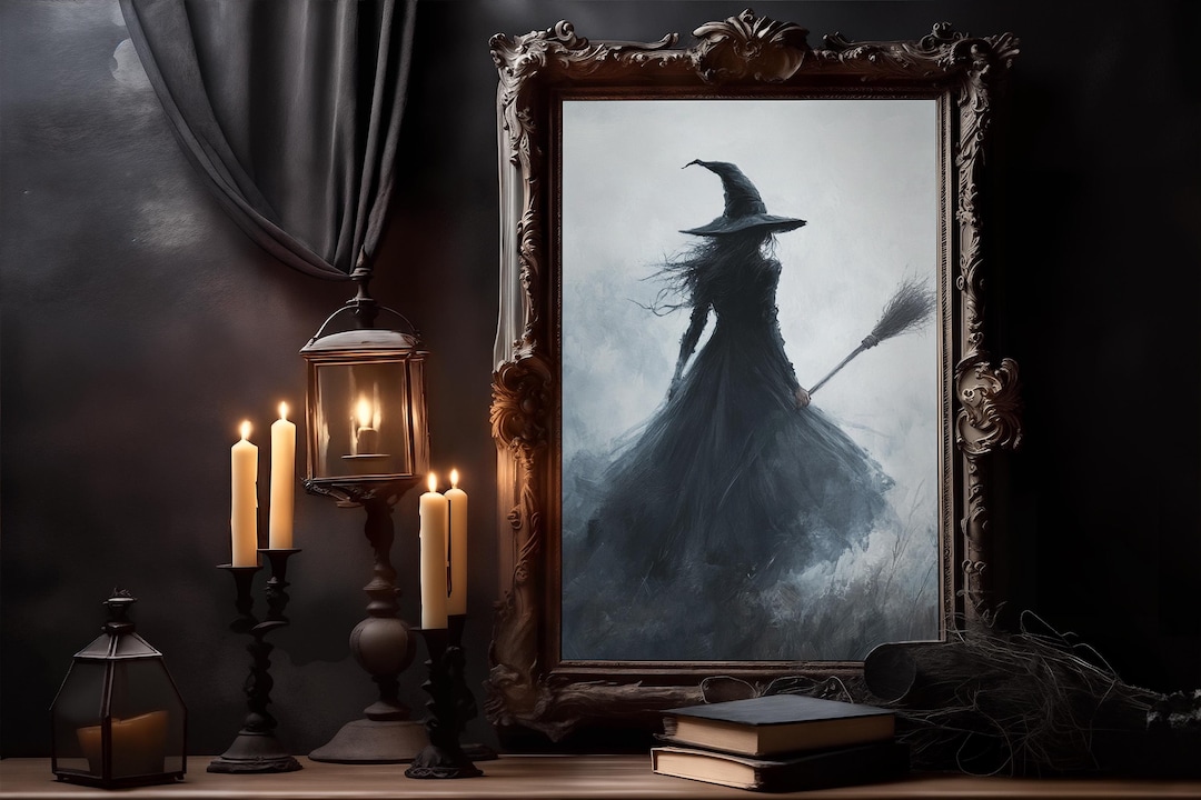 Witch Wall Art Print Oil Painting Witchy Halloween Decor Gothic Wall ...