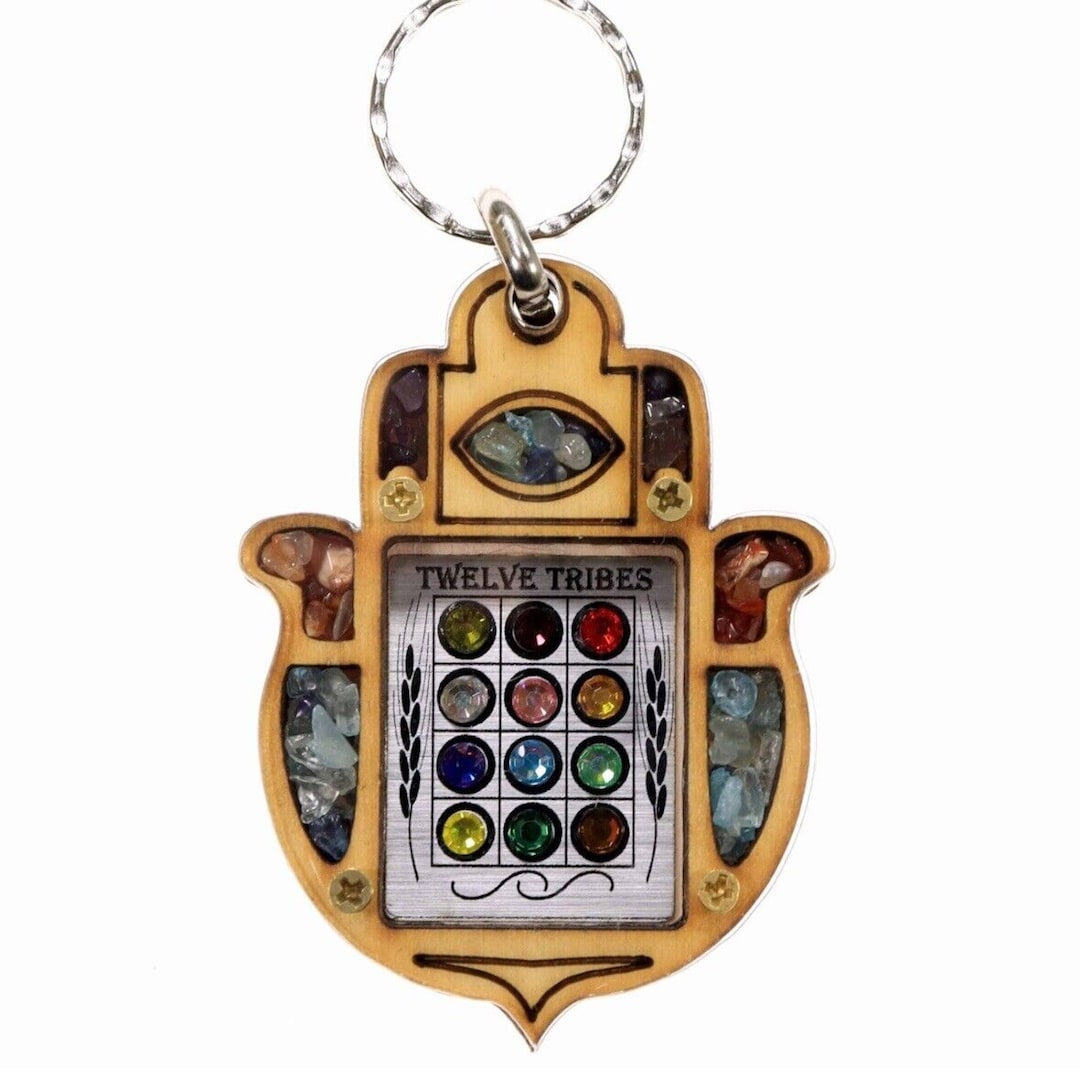 New Karma & Luck Twelve Tribes Hamsa Natural Stone Keychain - Etsy
