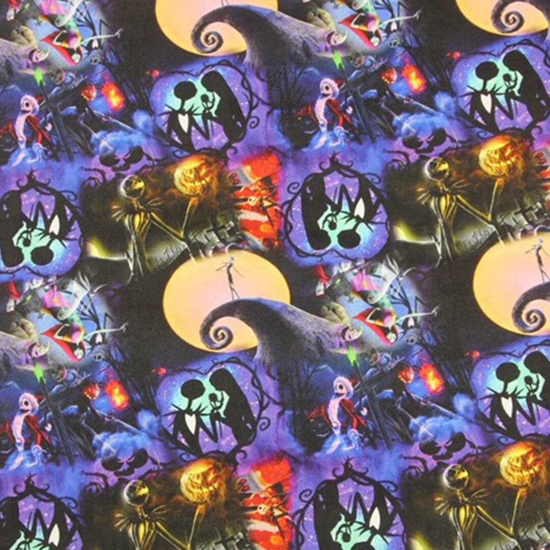 The Nightmare Before Christmas Fabric Cartoon Cotton Fabric by the Half ...