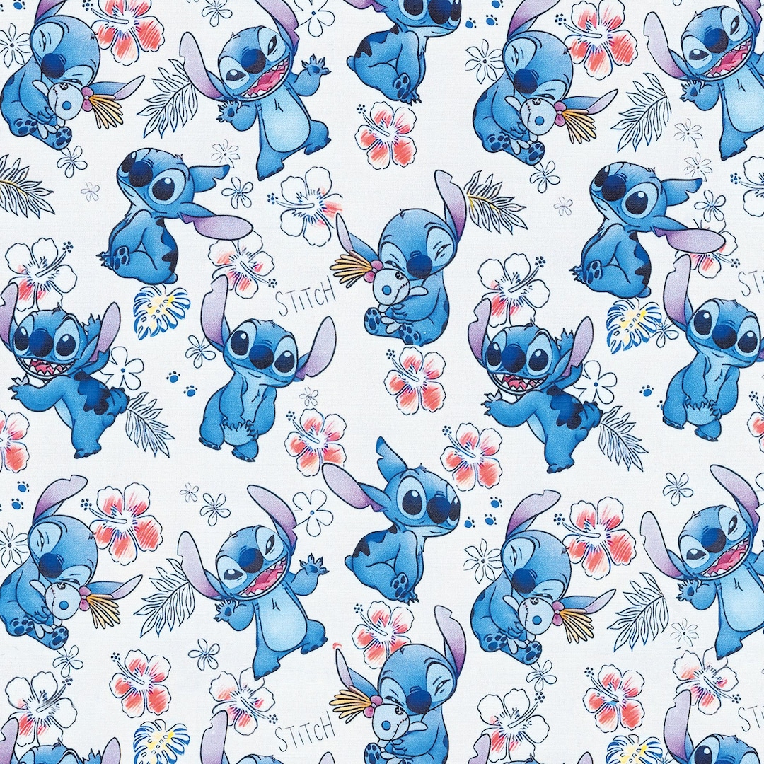 Stitch Fabric Blue Koala Fabric Anime Fabric Cartoon Cotton Fabric by ...