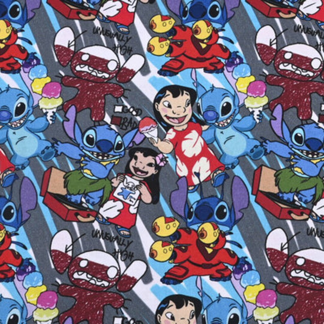 Lilo Fabric & Stitch Fabric Blue Koala Fabric Anime Fabric Cartoon ...