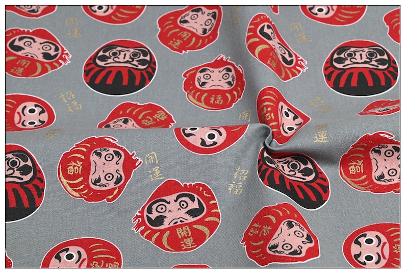 Japanese Anime Fabric Traditional Japanese Daruma Dolls Fabric - Etsy