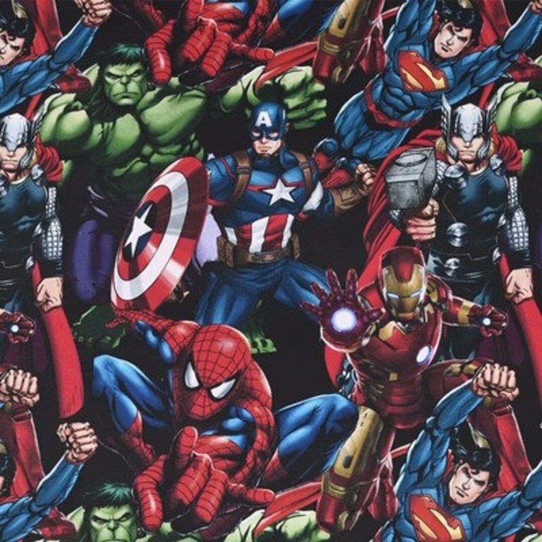 Marvel Fabric Avengers Fabric Cartoon Cotton Fabric by the Half Yard - Etsy