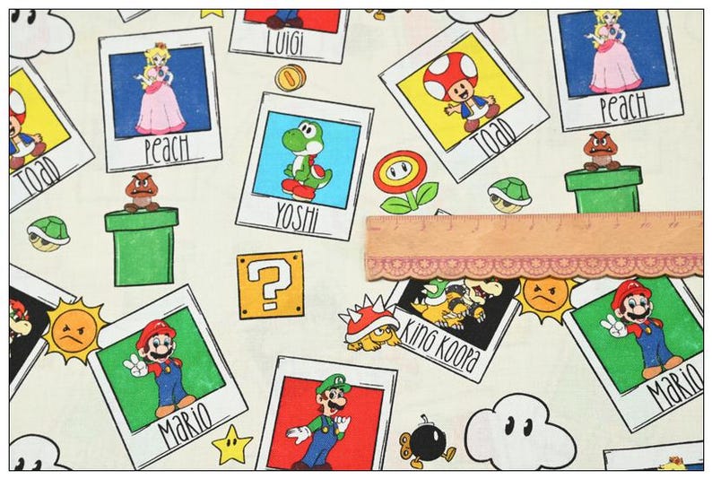 Super Mario Fabric Mario & Luigi Princess Peach King Koopa Fabric ...