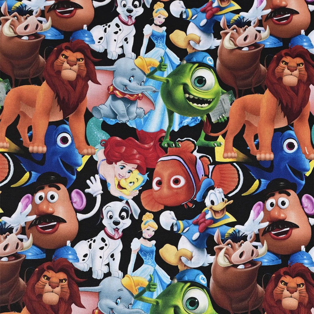 Disney Classic Characters Fabric Princess Animal Fabric Cartoon Cotton ...