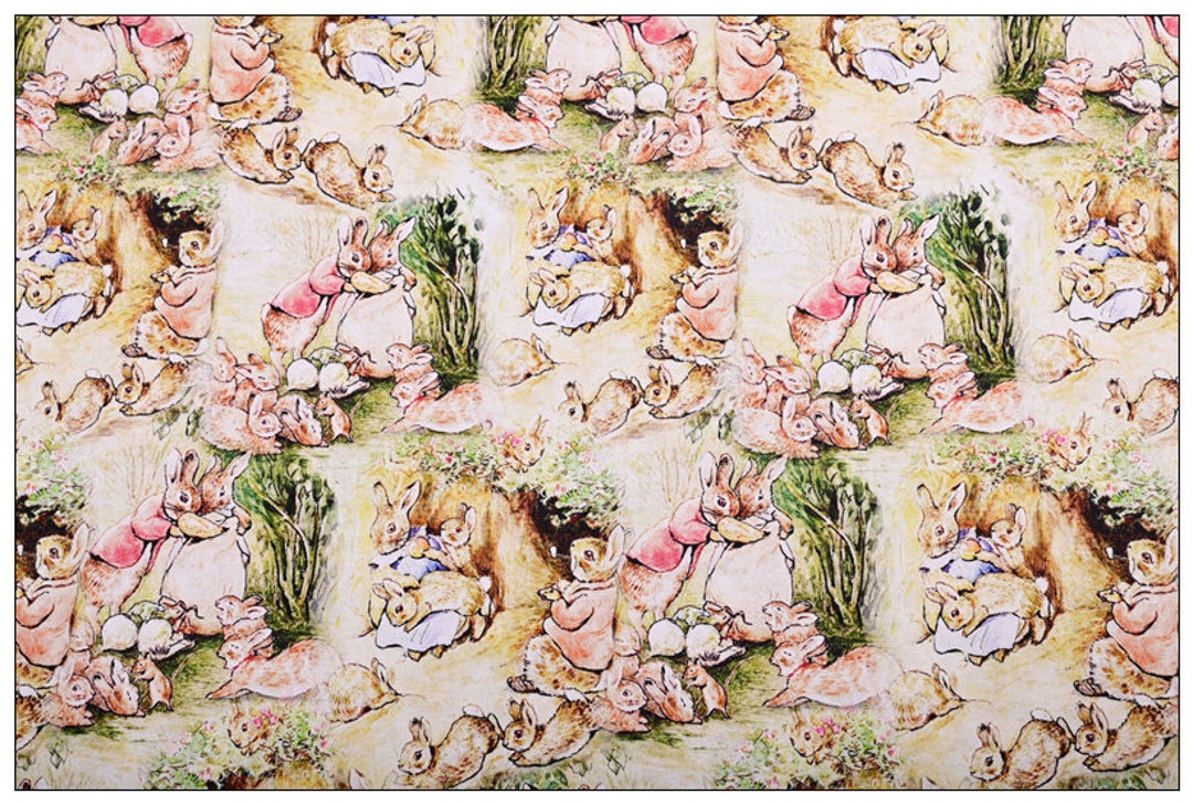 Vintage Beatrix Potter Fabric Peter Rabbit Fabric Cartoon Cotton Fabric ...