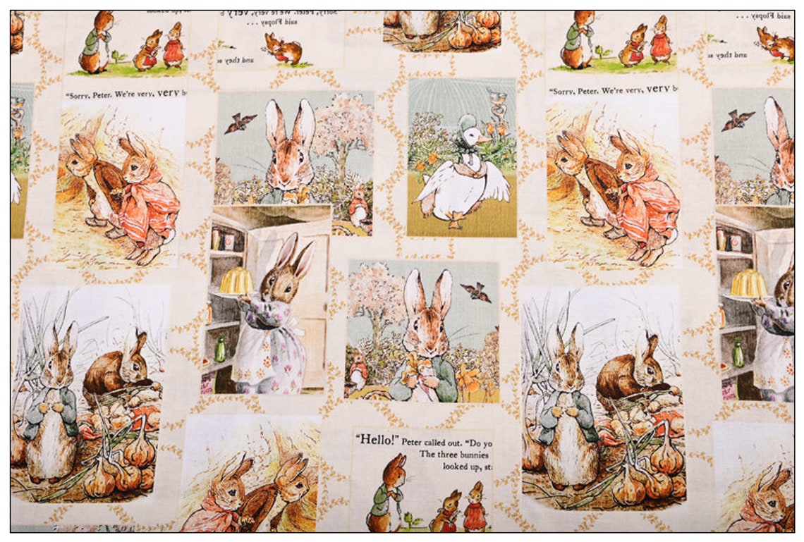 Vintage Beatrix Potter Fabric Peter Rabbit Fabric Cartoon - Etsy