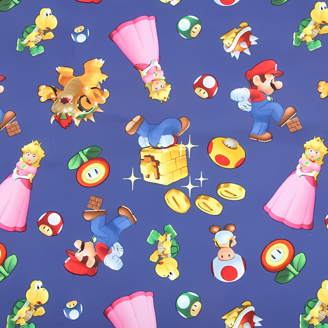 Super Mario Fabric Mario & Luigi Princess Peach King Koopa Fabric ...