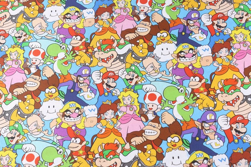 Super Mario Fabric Mario & Luigi Princess Peach King Koopa Fabric ...