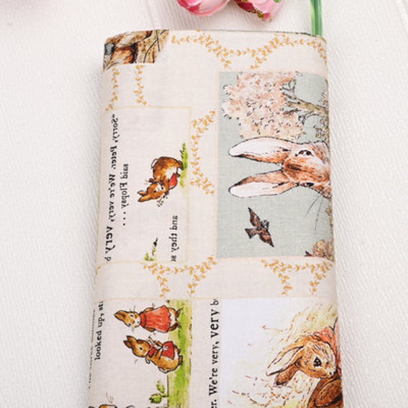 Vintage Beatrix Potter Fabric Peter Rabbit Fabric Cartoon Cotton Fabric ...