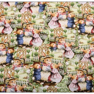 Vintage Beatrix Potter Fabric Peter Rabbit Fabric Cartoon Cotton Fabric ...