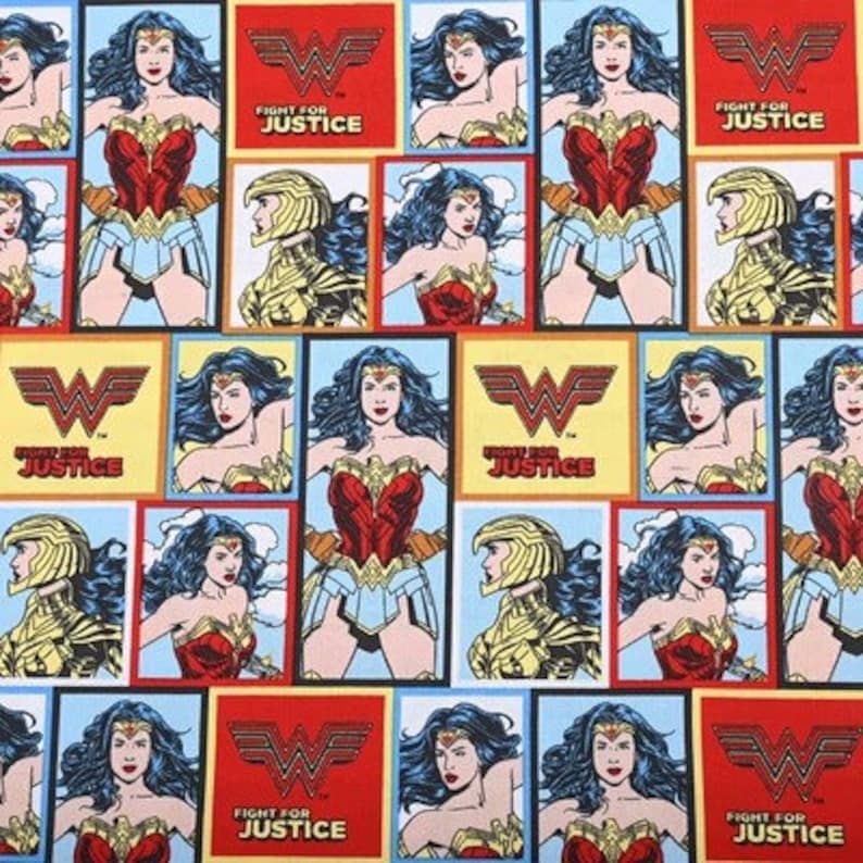 Wonder Woman Comic Fabric DC Comics Fabric Cartoon Cotton Fabric by the ...