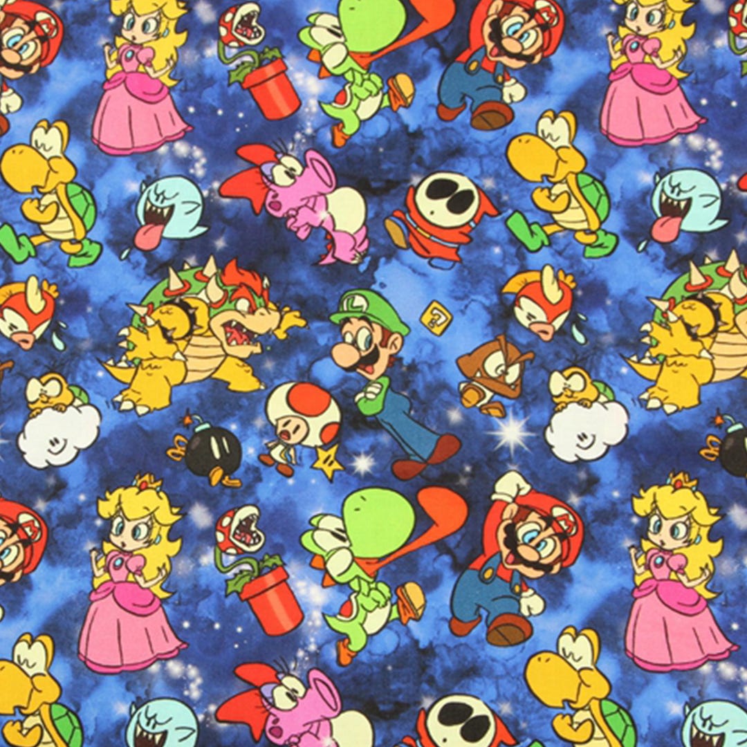 Super Mario Fabric Mario & Luigi Princess Peach King Koopa Fabric ...