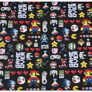 Game Over Gamepad Fabric Video Game Fabric Fun Game Fabric Anime Fabric ...