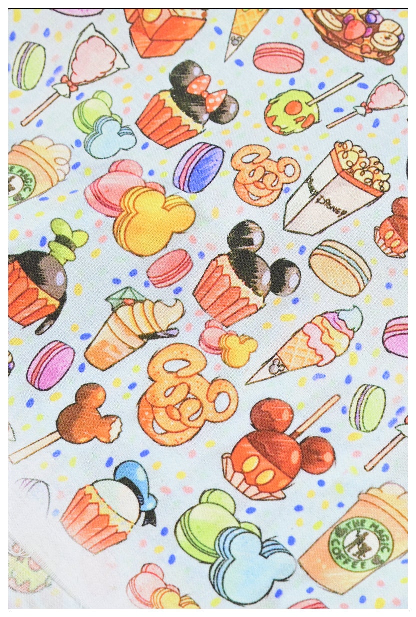 Mickey Minnie Mouse Fabric Ice Cream Candy Yummy Dessert Fabric Anime ...