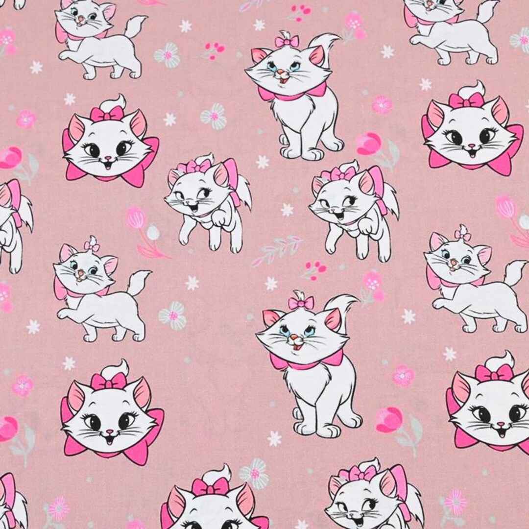 Disney Marie Cat Fabric Aristocats Pink White-furred Kitten Fabric ...