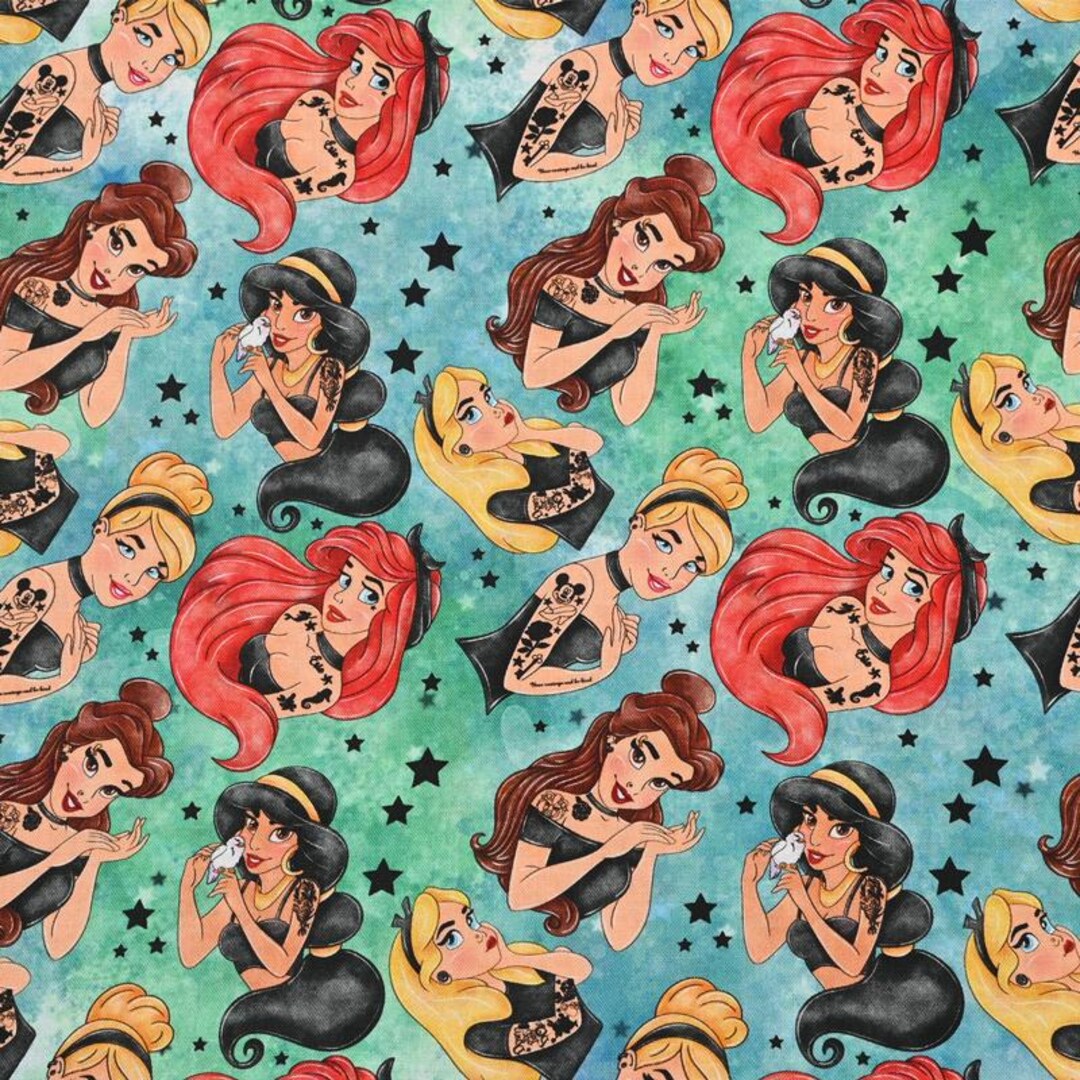 Classic Characters Fabric Disney Multi Princess Fabric Cartoon Cotton ...