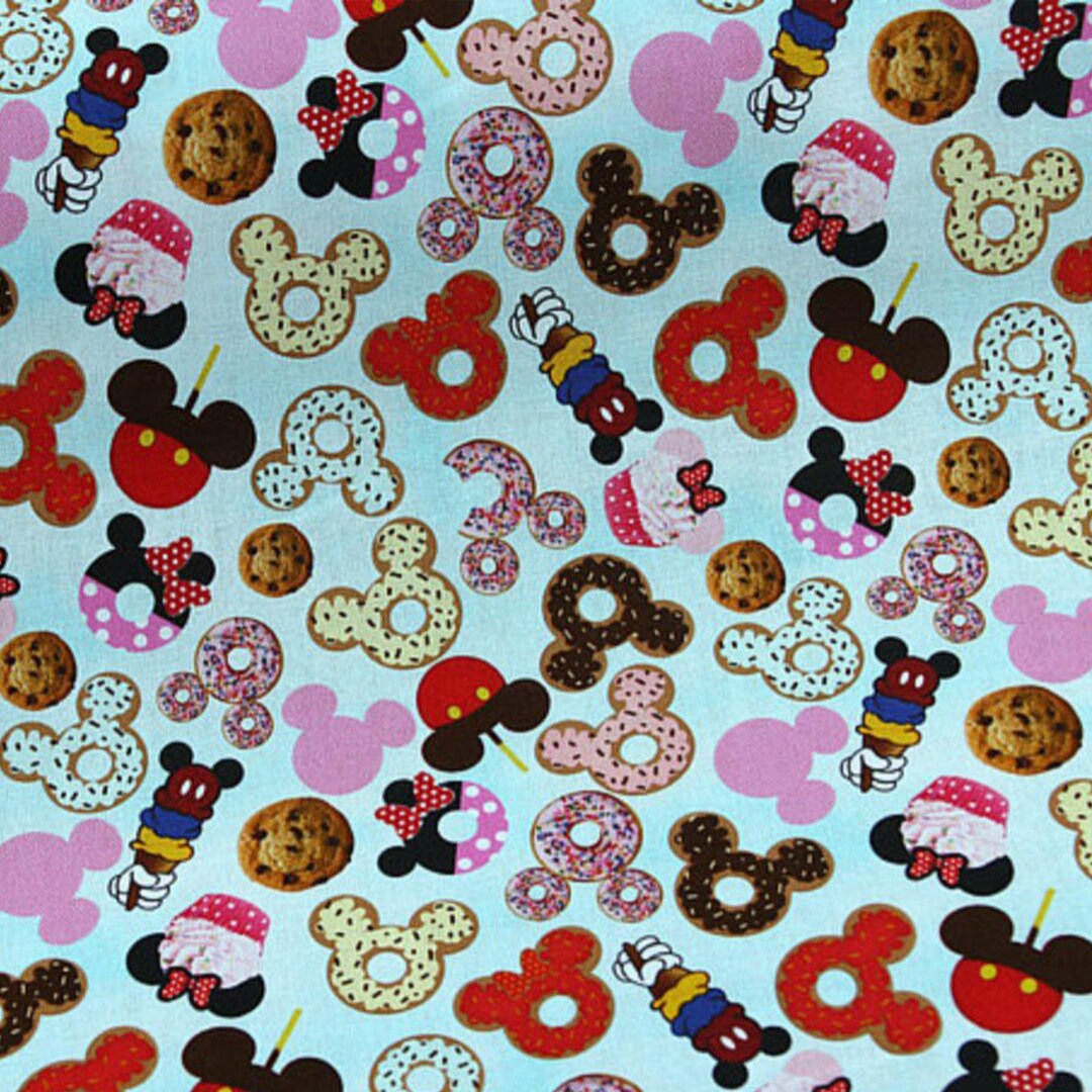 Mickey Minnie Mouse Fabric Ice Cream Candy Yummy Dessert Fabric Anime ...