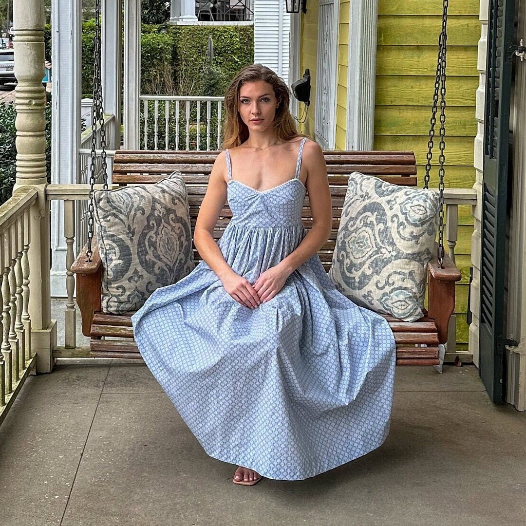 Sample Sale Leena Maxi Dress in Liberty of London “royal Gala” Cotton Poplin Size 4 - Etsy