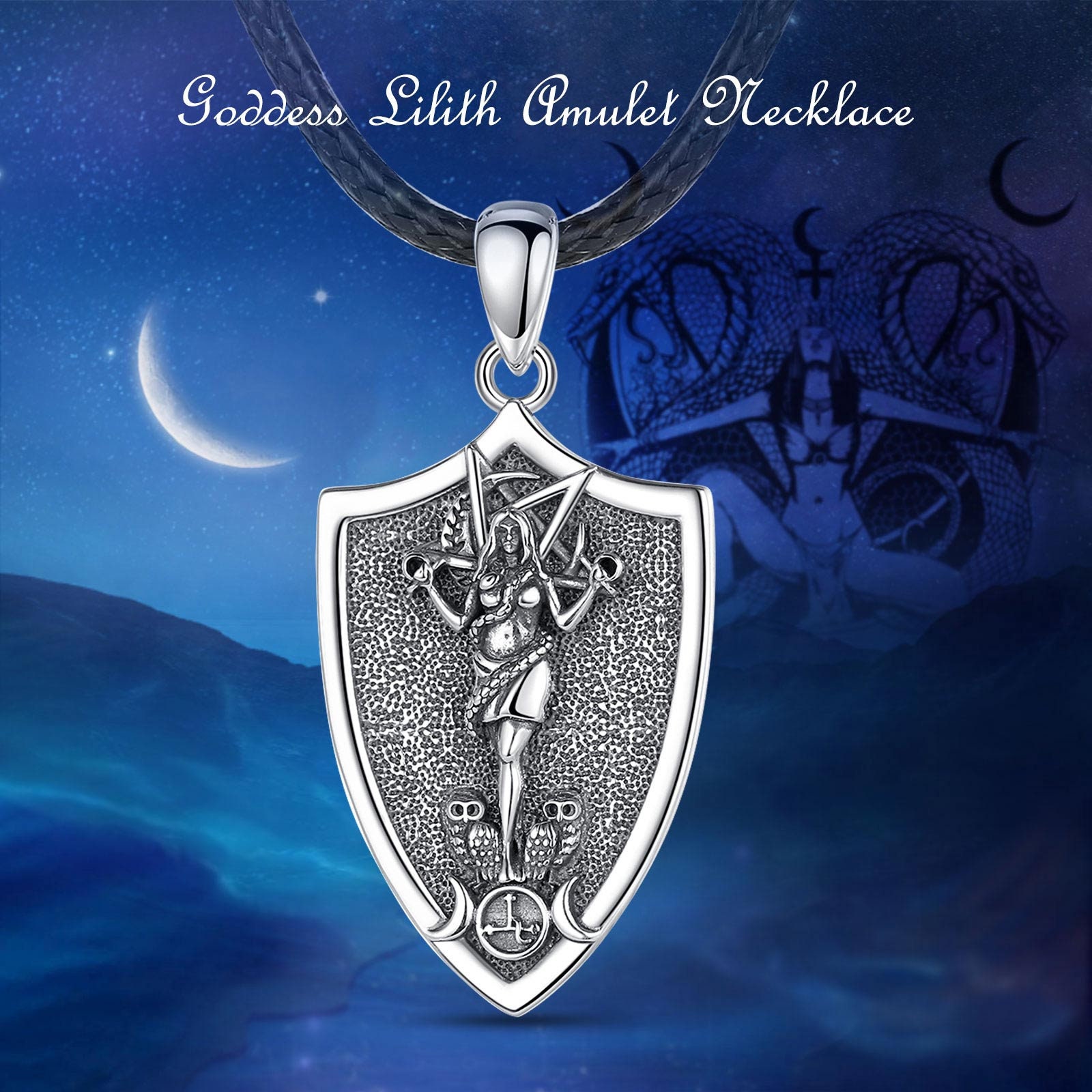 925 Sterling Silver Demon Lilith Sigil Necklace For Women Man Etsy