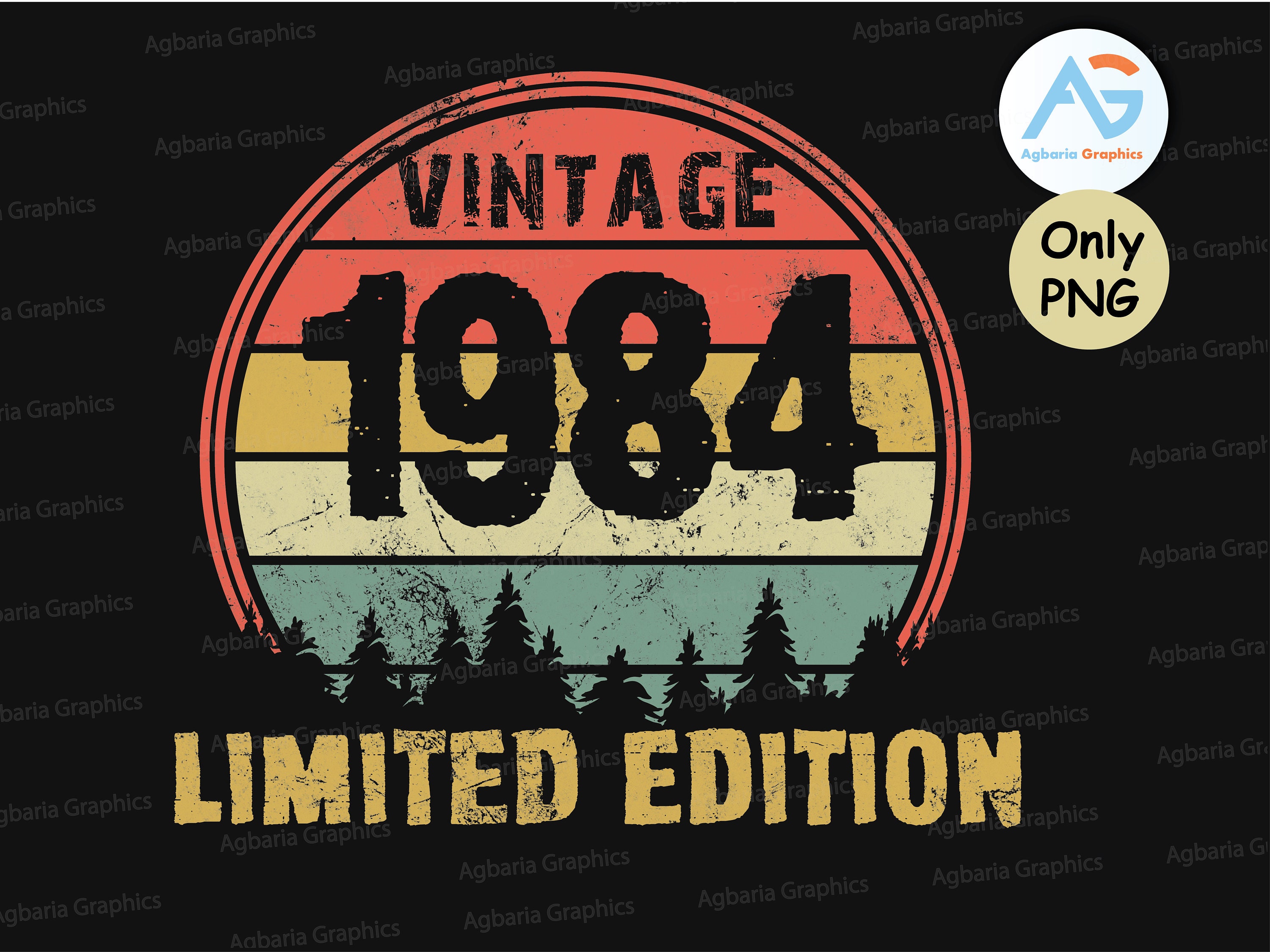 Vintage 1984 Limited Edition PNG, 1984 Vintage Birthday PNG, Vintage ...