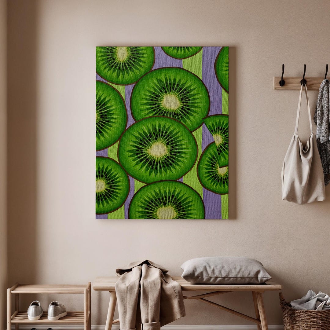 Kiwi Fruit Art Print, Vibrant Kiwi Poster, Colorful Kiwi Slices Canvas ...