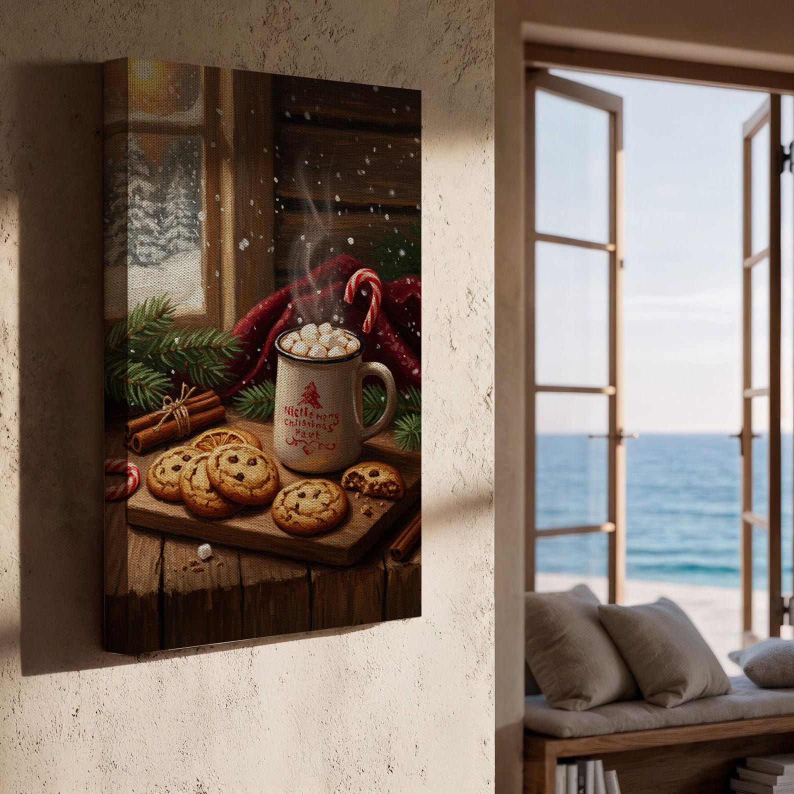Christmas Hot Cocoa and Cookie Canvas Wall Art, Festive Winter Treats ...