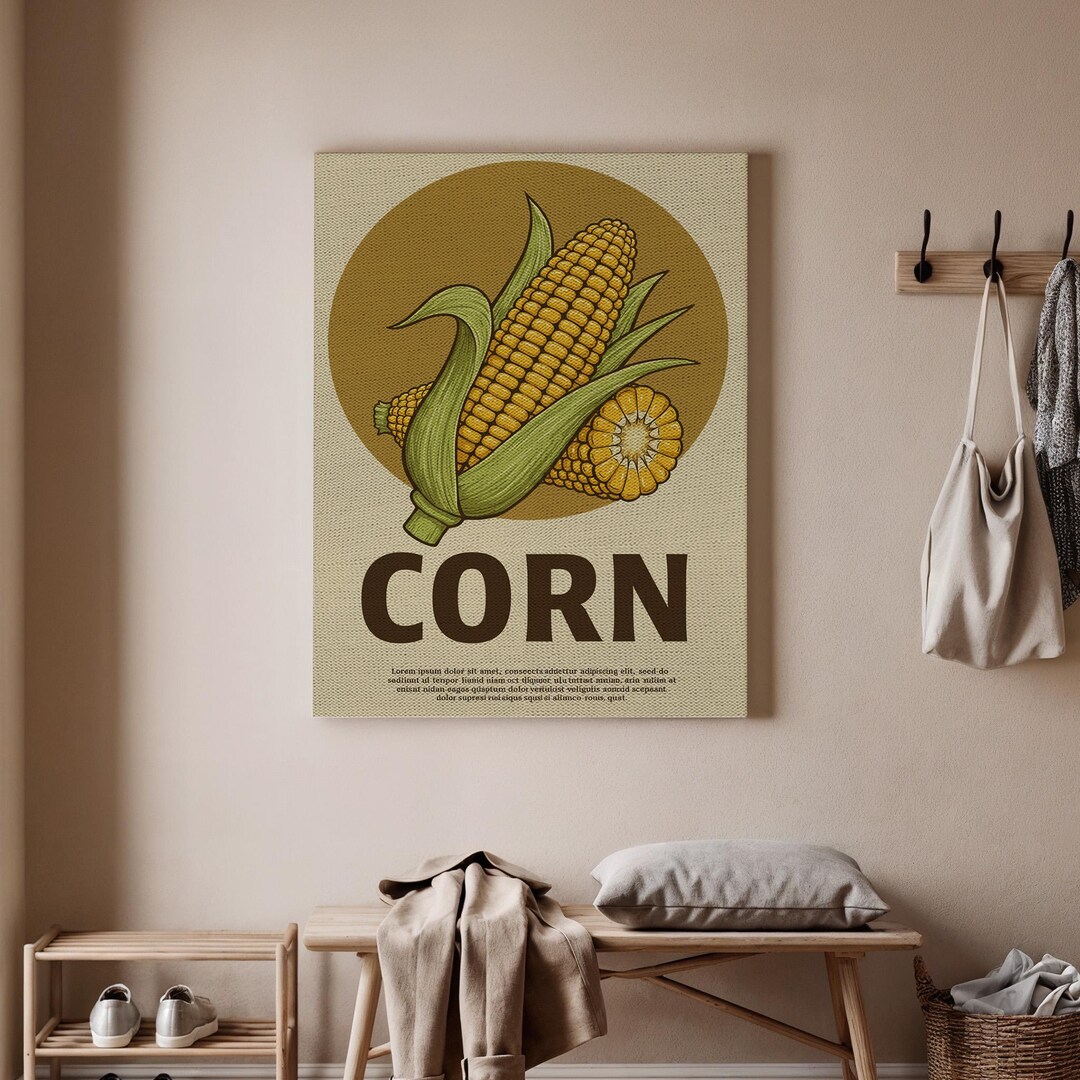 Vintage Corn Art, Corn Poster, Retro Agriculture Print, Farm Decor ...
