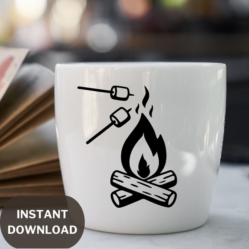 Bonfire and Marshmallow Svg-png-eps-dxf,cricut Svg,bonfire Silhouette ...