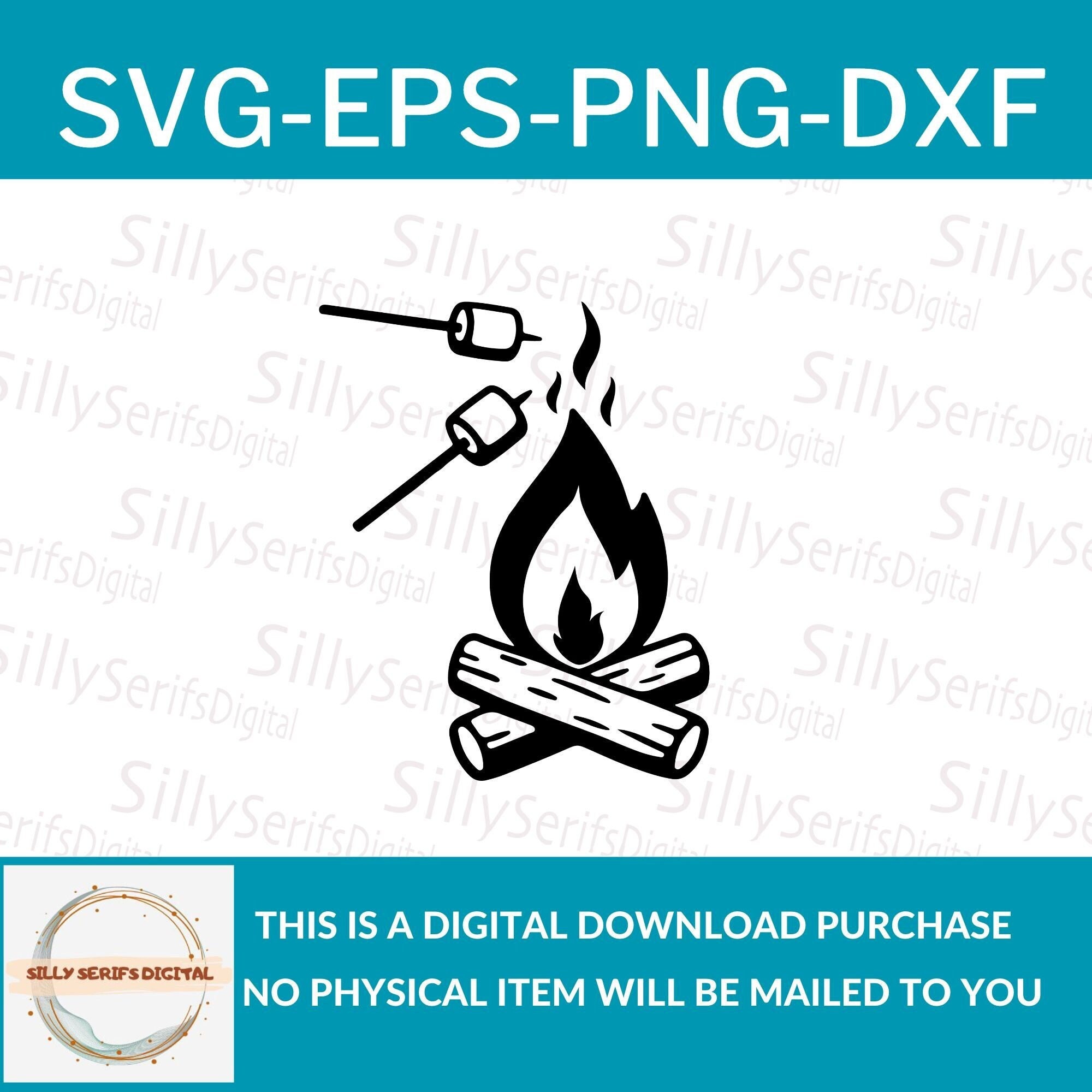 Bonfire and Marshmallow Svg-png-eps-dxf,cricut Svg,bonfire Silhouette ...