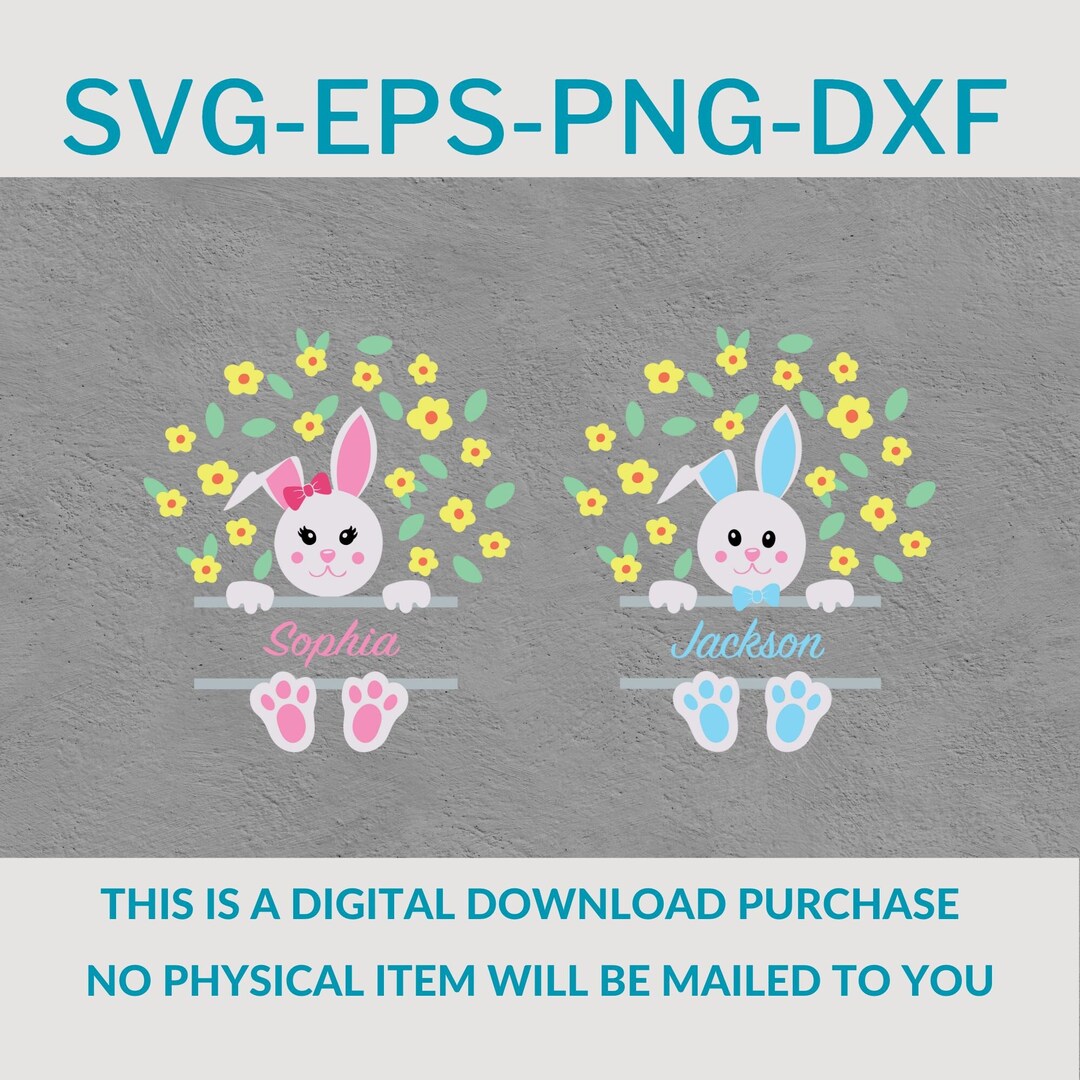 Easter Bunny Split Monogram Design With Rabbit Ears for Boys and Girls ...