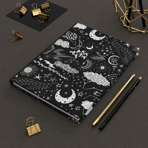 Sun Moon Stars Artistic Cover Design Hardcover Journal Matte - Gift for ...
